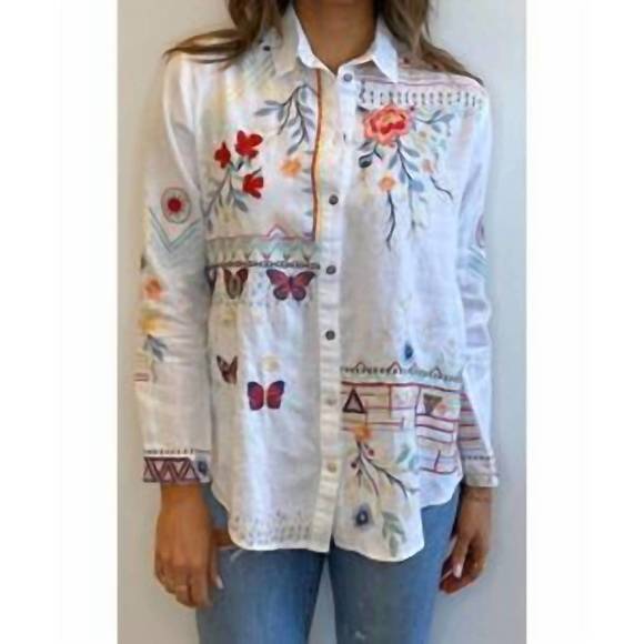 Johnny Was | Tops | New Johnny Was Aravis Paneled Oversized Shirt In ...